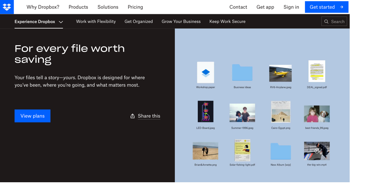 Dropbox "For all things worth" Website – Pickselverse